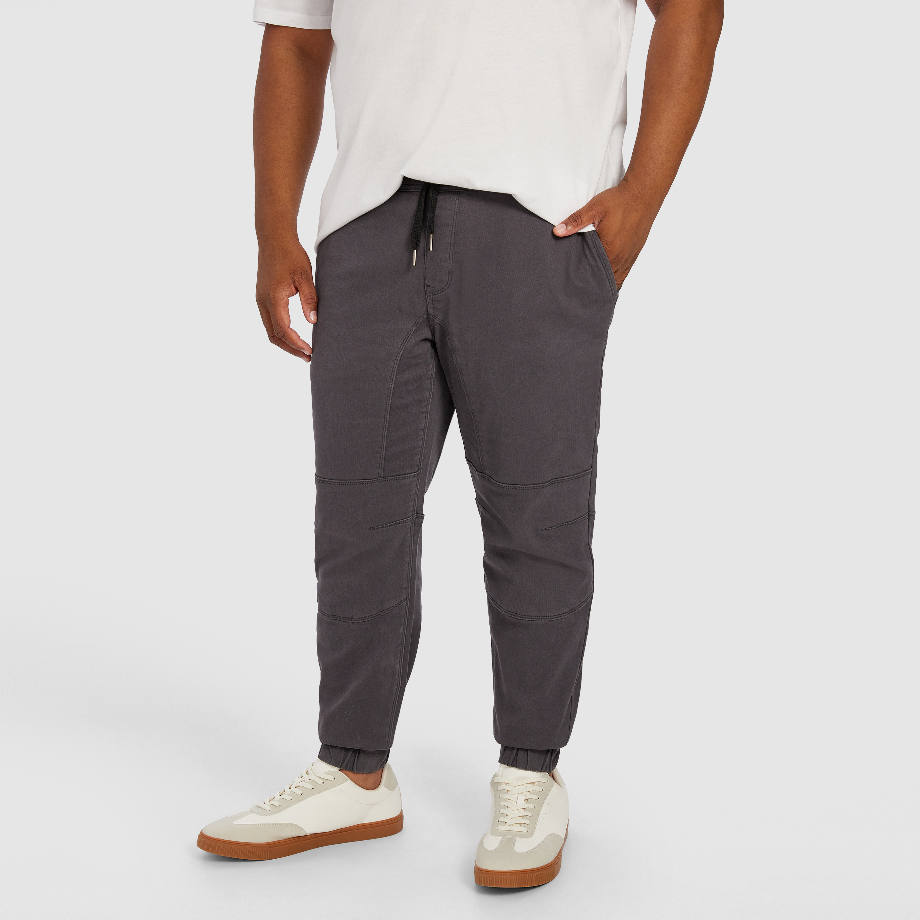 Dark Grey Colton Elastic Waist Cuffed Pants | AXL+CO