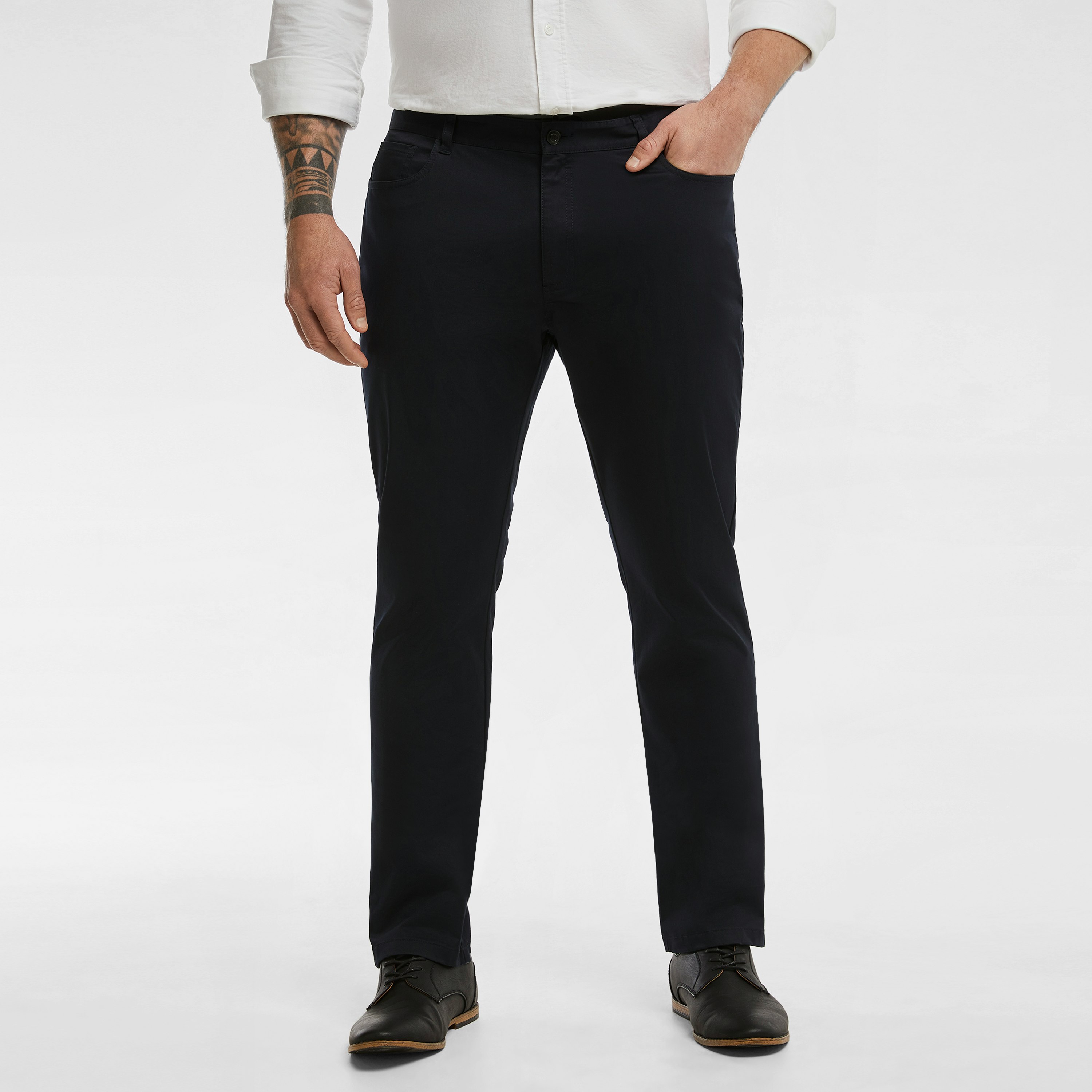 Navy Milton Slim Fit Stretch Pants | AXL+CO by Connor