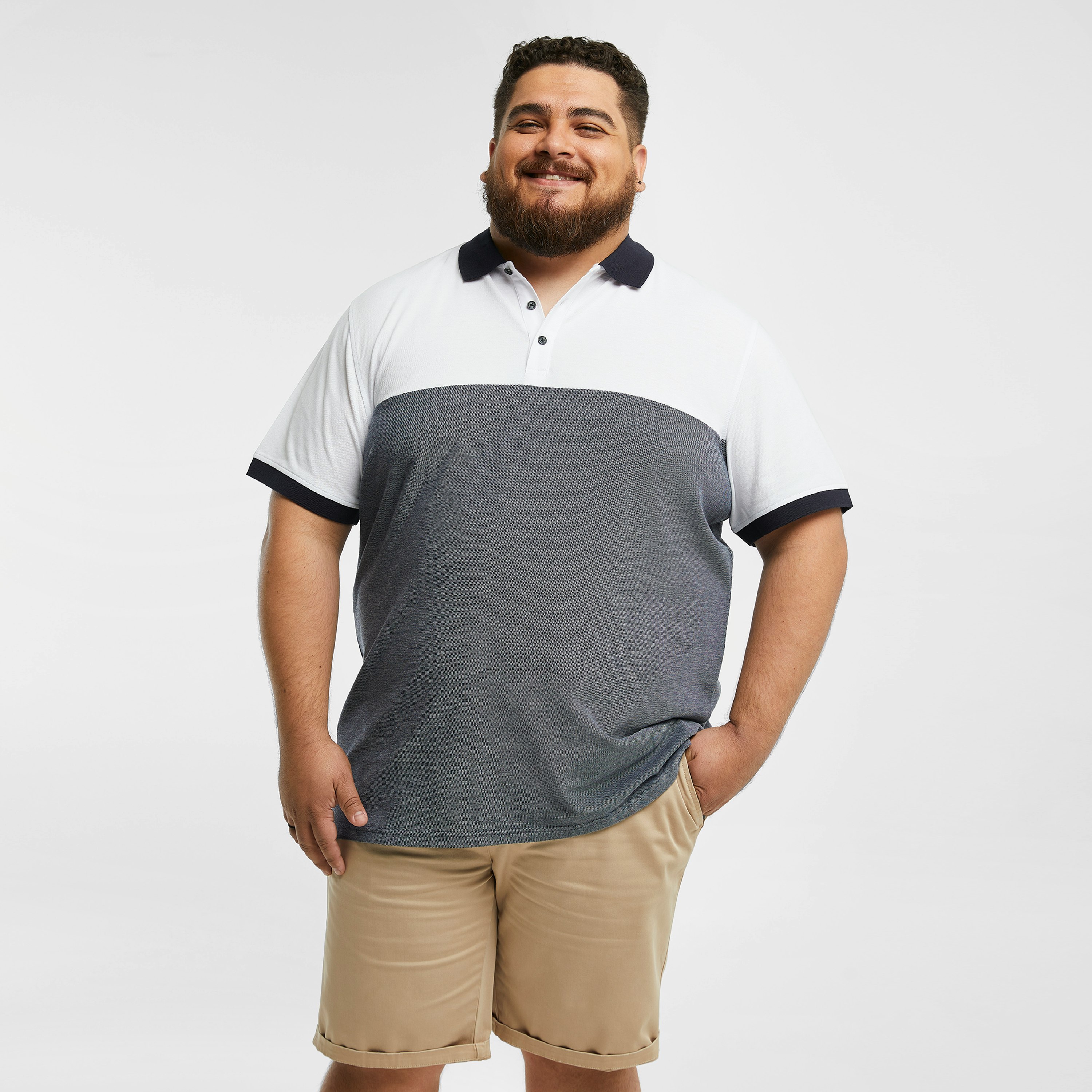 White Benson Colour Block Polo Shirt | AXL+CO by Connor