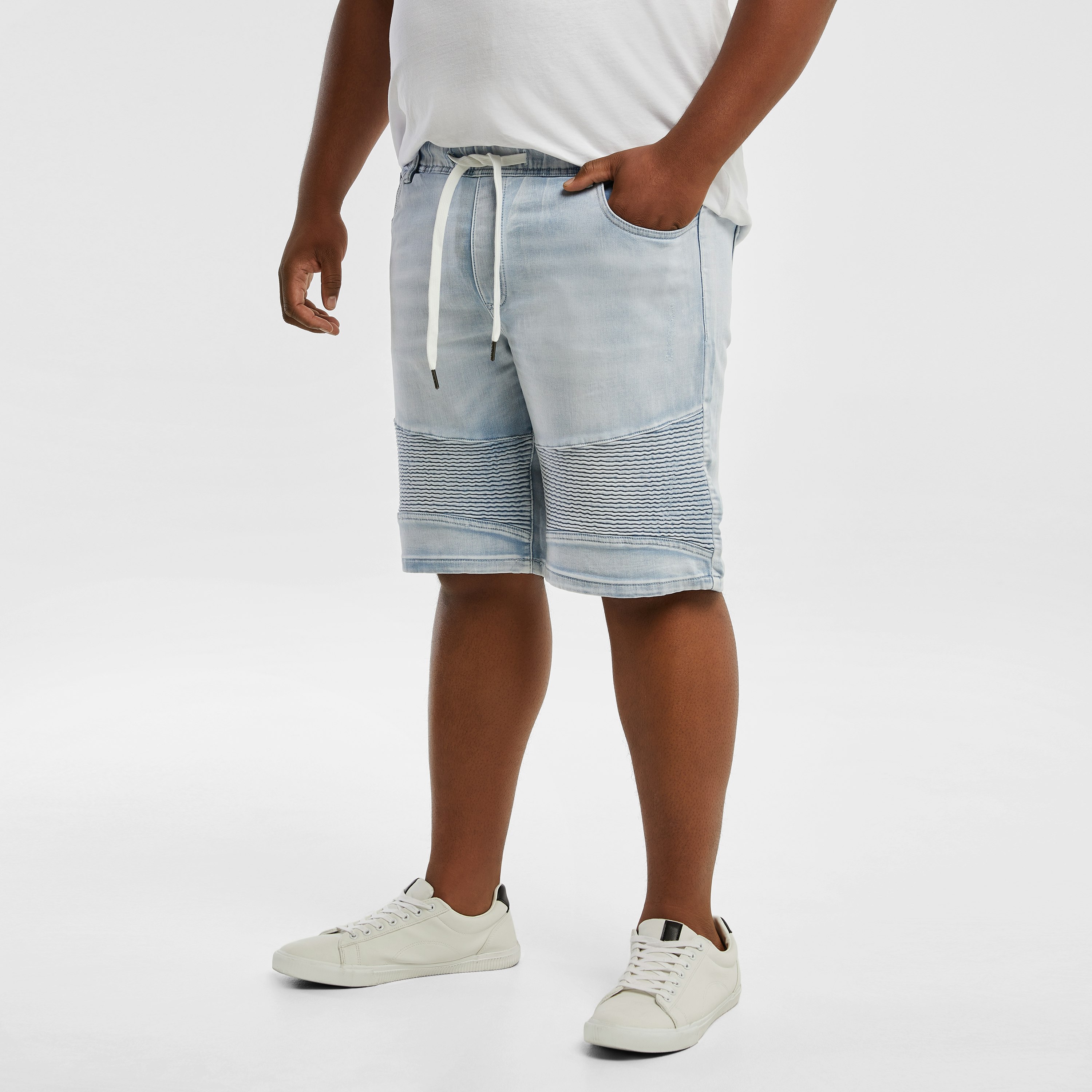 Light Blue Dion Elastic Waist Shorts | AXL+CO by Connor
