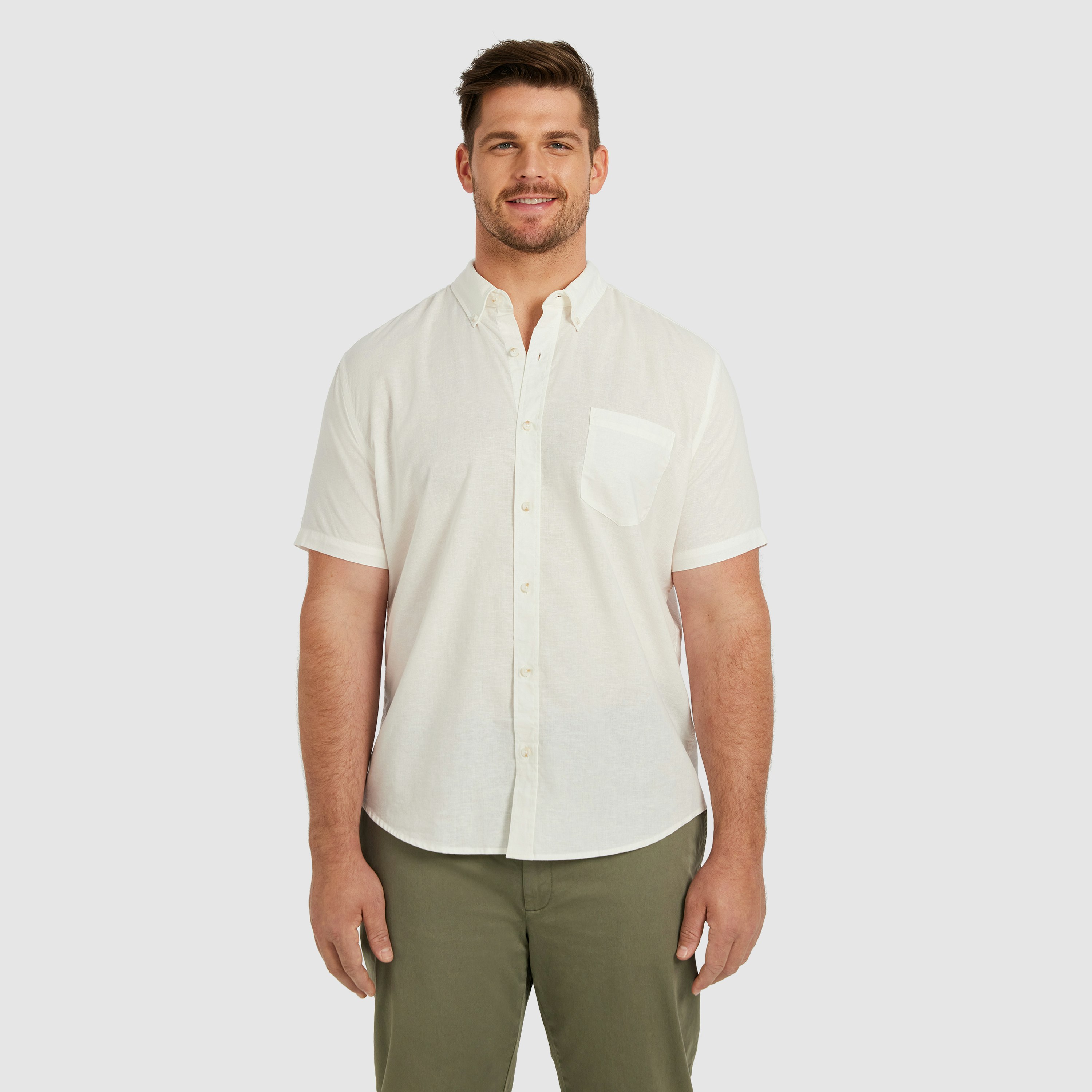 Off White Albany Linen Blend Shirt | AXL+CO by Connor