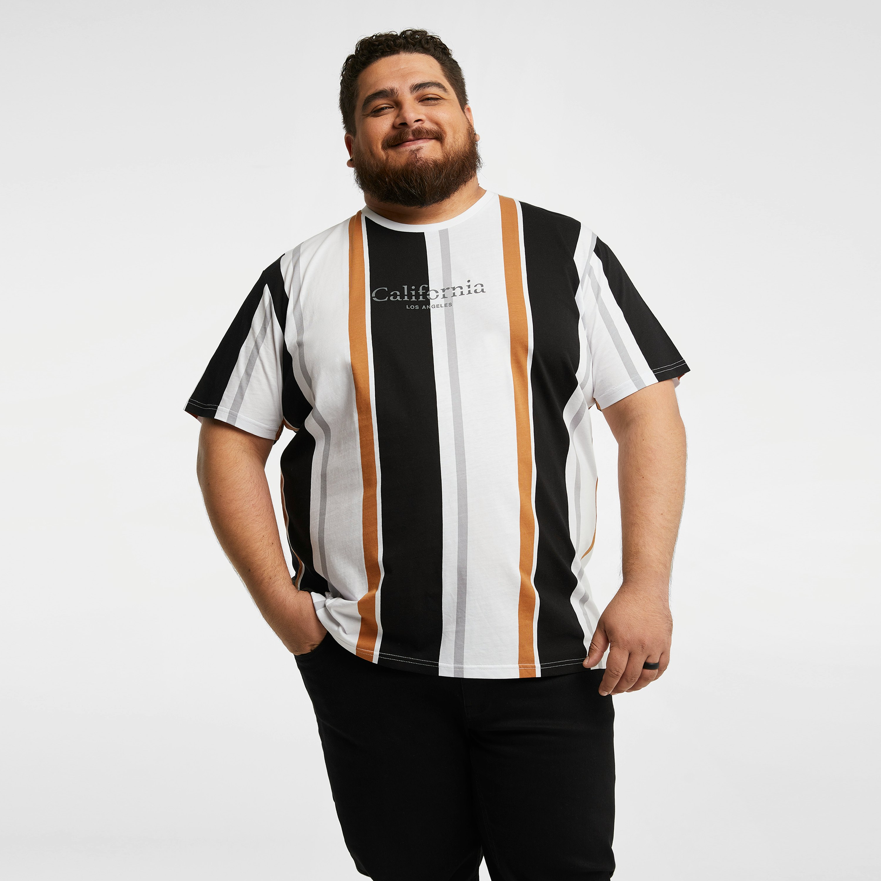 Black Chad Crew Neck Striped T Shirt | AXL+CO by Connor