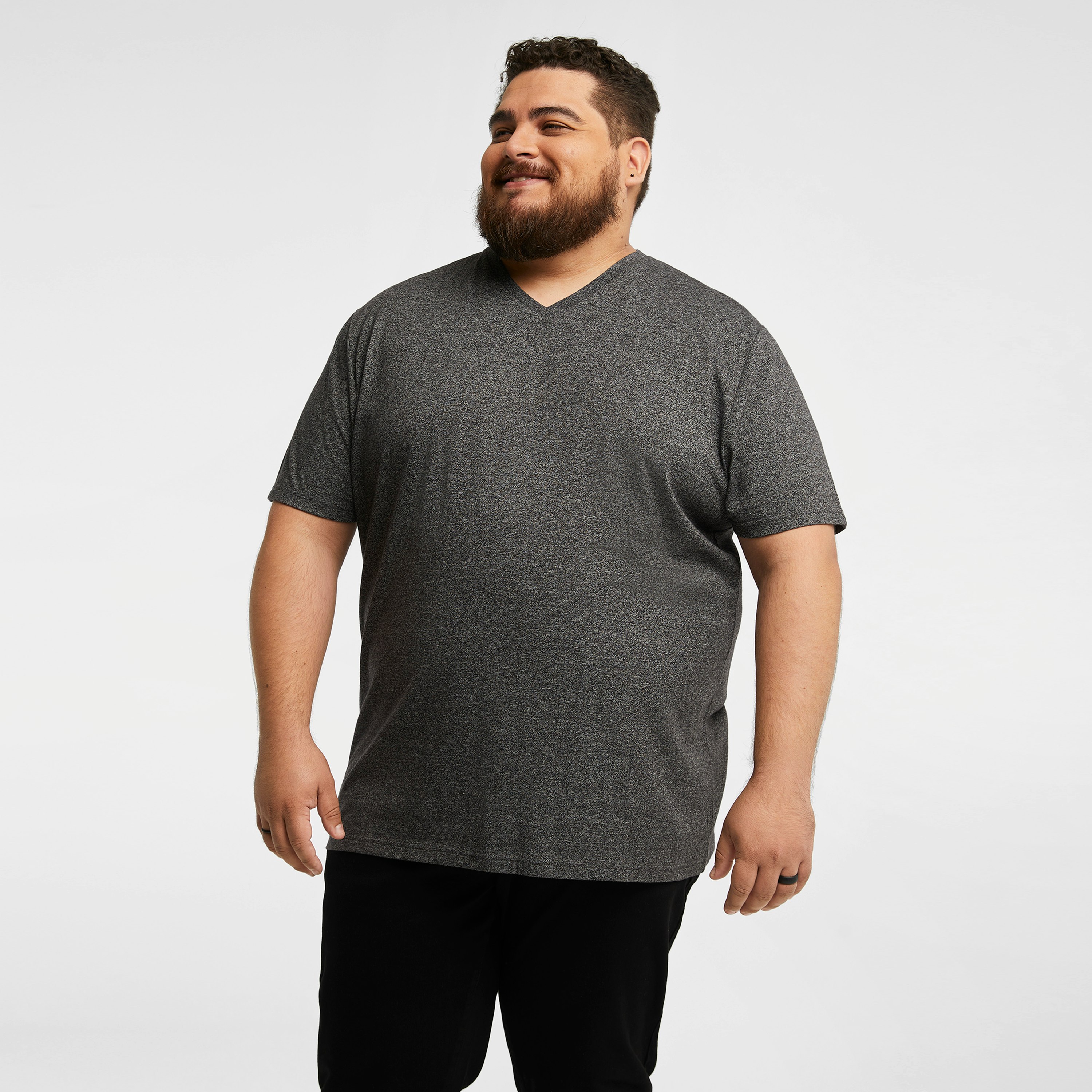 Charcoal 2 Textured V Neck T Shirt | AXL+CO by Connor