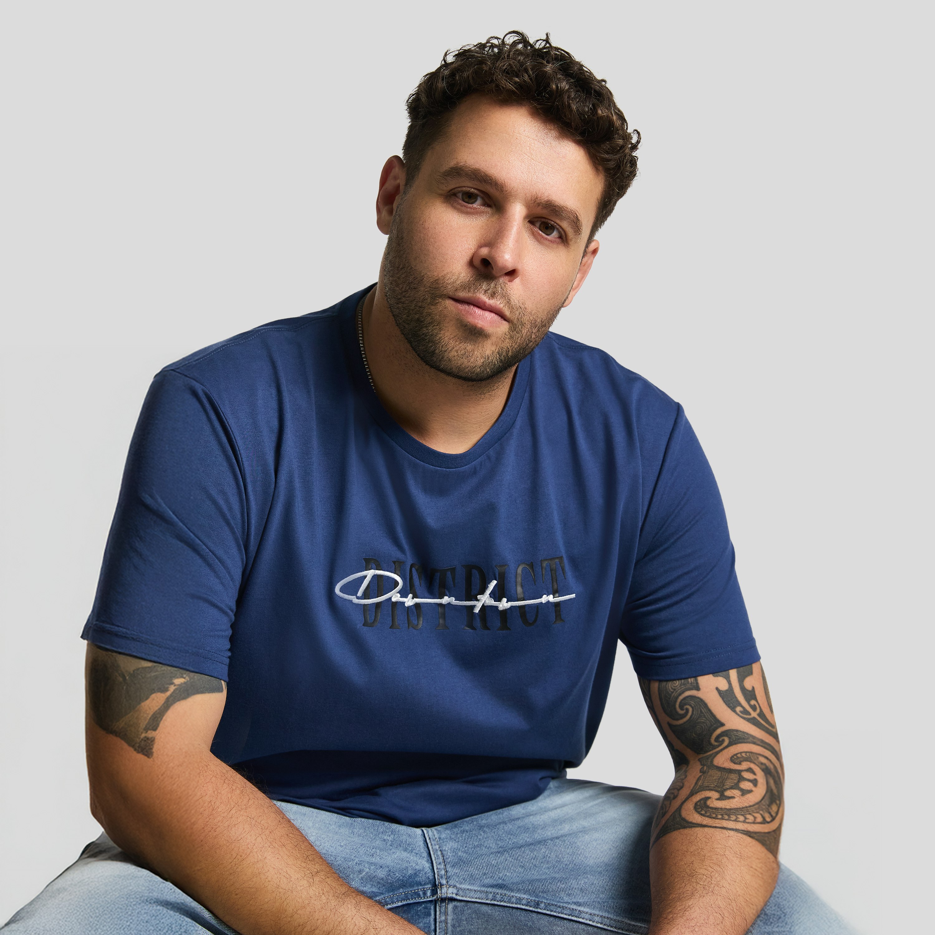 Blue Deacon Longline Crew Neck Tee | AXL+CO by Connor